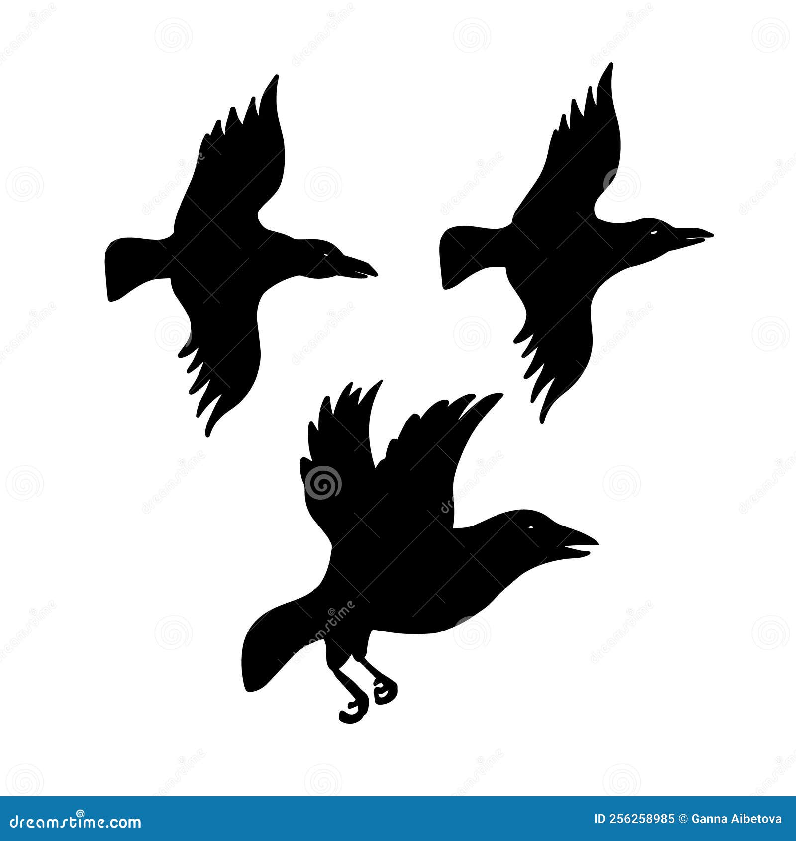 Flying Black Crows Against a White Background. Stock Vector ...