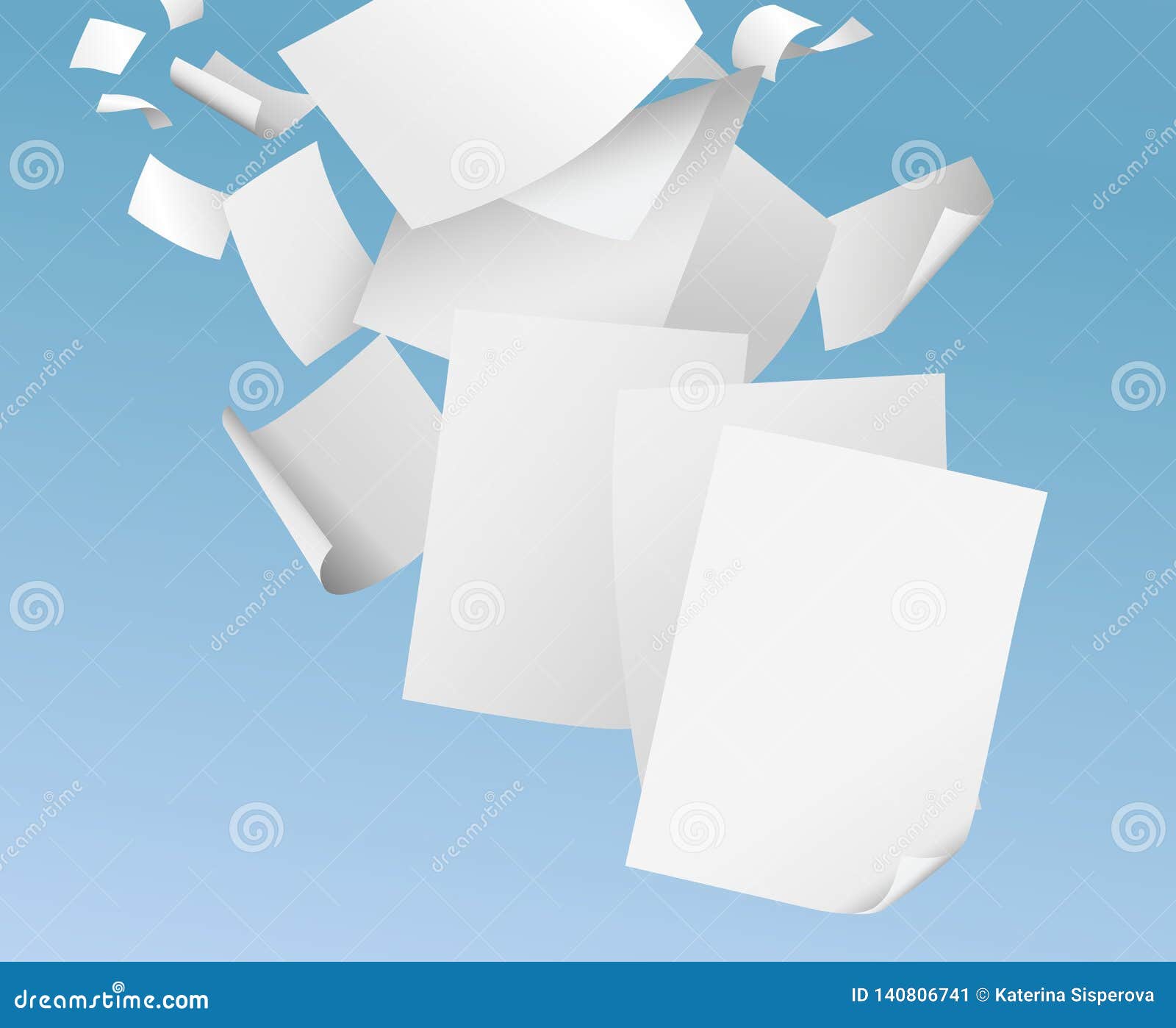 Flying Blank Papers Isolated On Transparent Background Vector ...