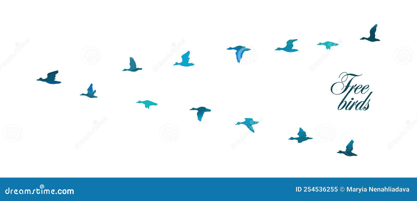 Flying Blue Duck Silhouette. Vector Illustration Stock Vector ...