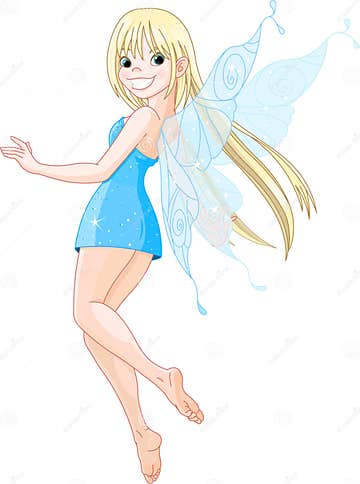 Flying Blue Fairy stock vector. Illustration of hair - 13734727