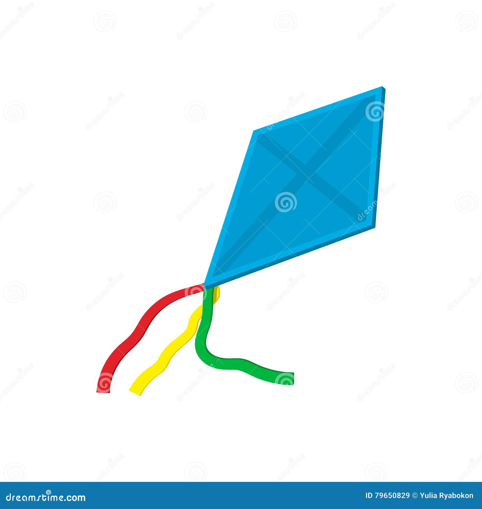 Flying Blue Kite Cartoon Icon Stock Vector - Illustration of colored ...