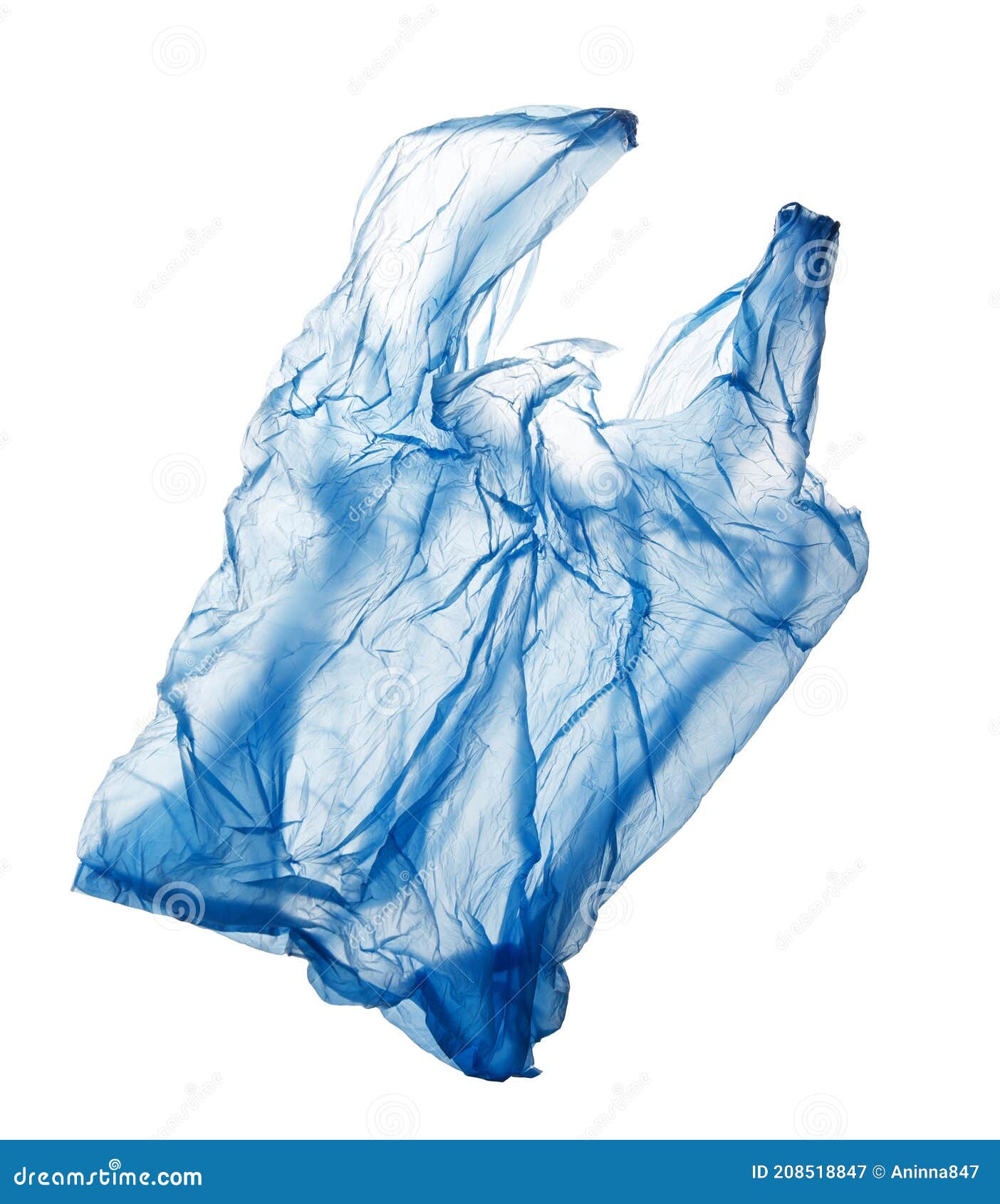 Flying Blue Polyethylene Bag Isolated on White Background Stock Image ...