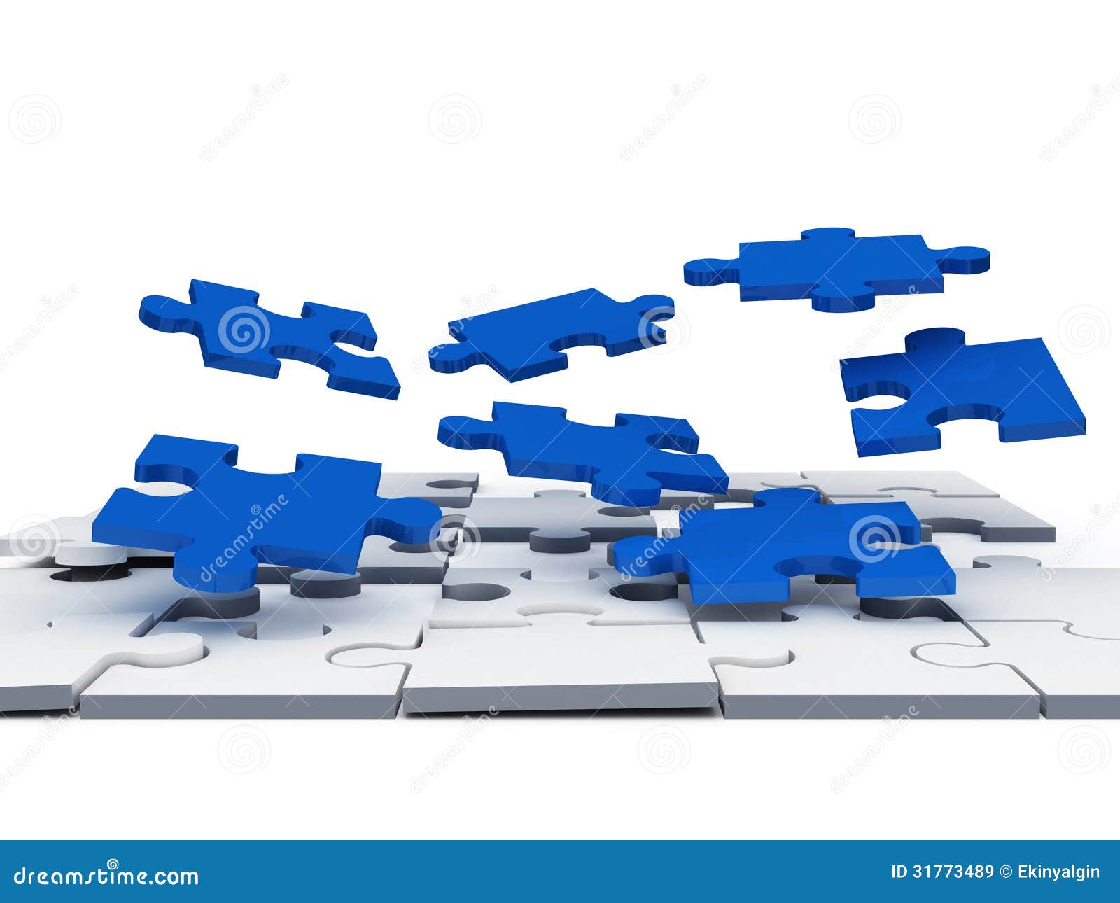 Flying Blue Puzzle Piece stock illustration. Illustration of ideas ...