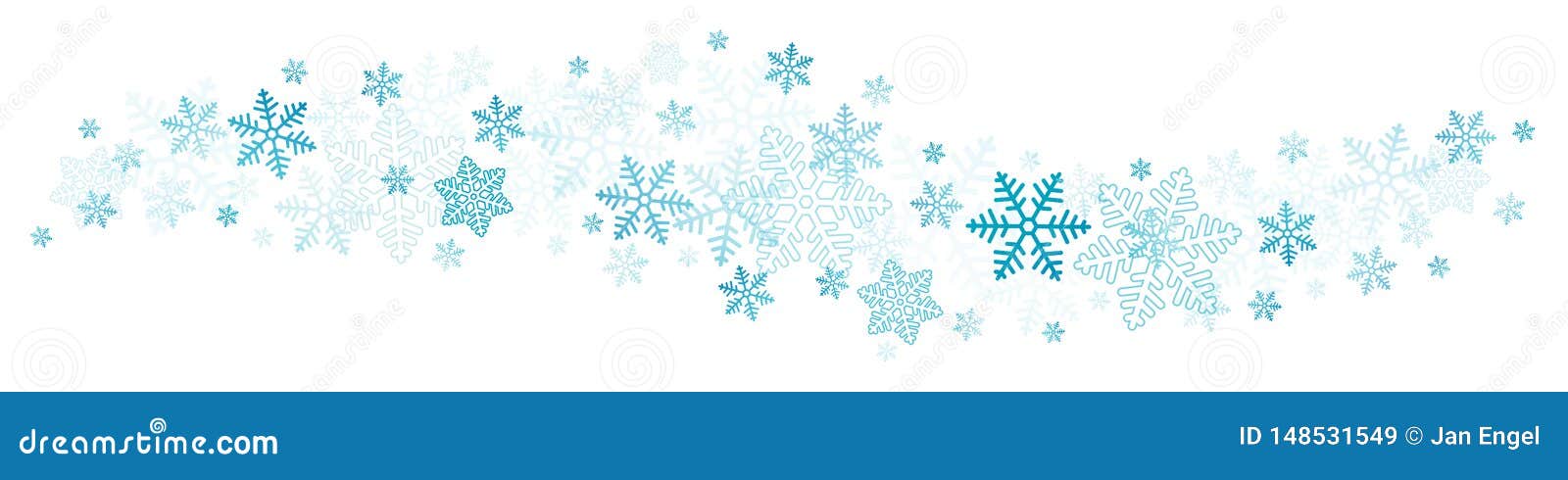 Flying Blue Snowflakes and Stars Border Stock Vector - Illustration of ...
