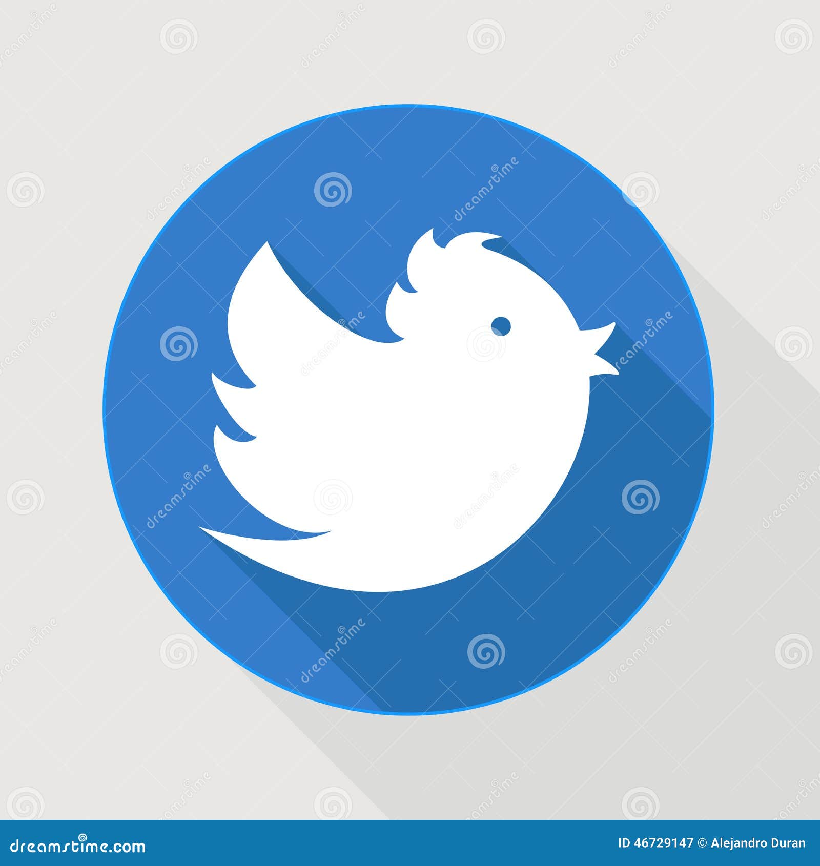Flying blue twitter bird stock vector. Illustration of chat - 46729147