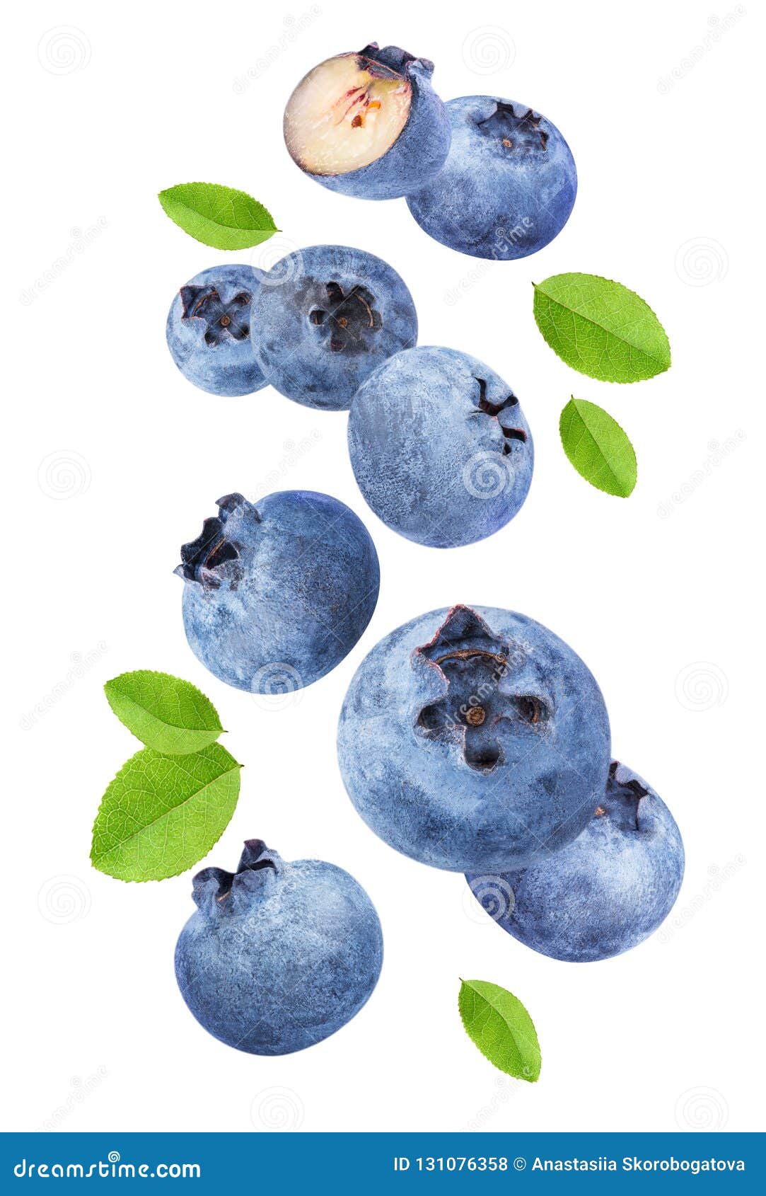 Flying Blueberries Isolated on White Background Stock Photo - Image of ...