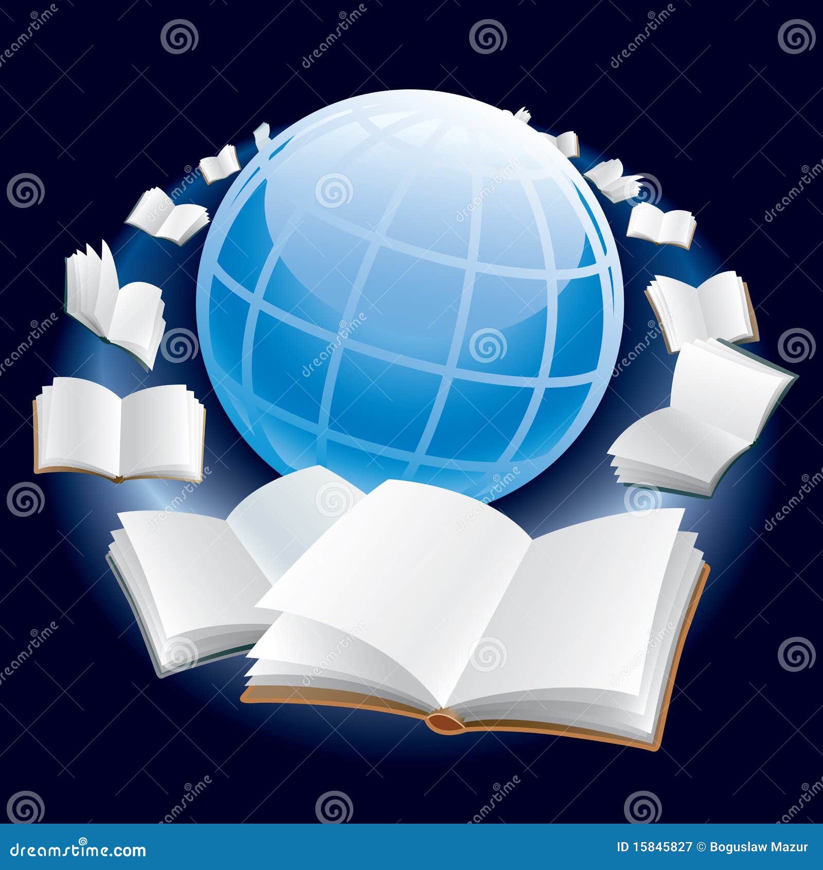 Flying books stock vector. Illustration of earth, globe - 15845827