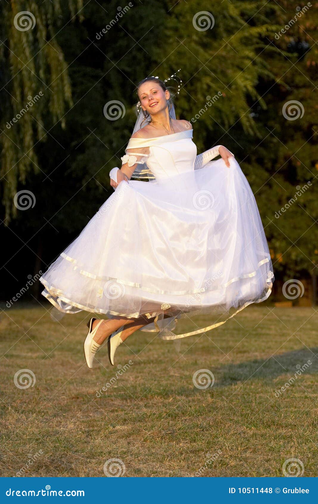 Flying bride stock photo. Image of dress, happy, beauty - 10511448