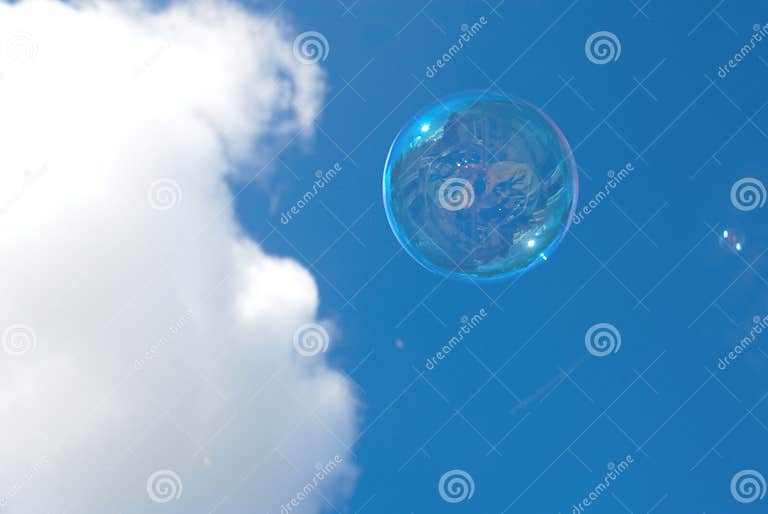 Flying Bubble stock photo. Image of playing, blue, reflection - 7515986
