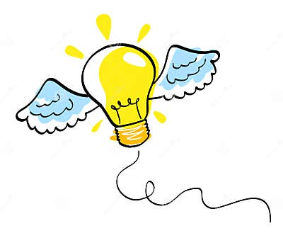 Flying bulb stock vector. Illustration of electric, wings - 1941534