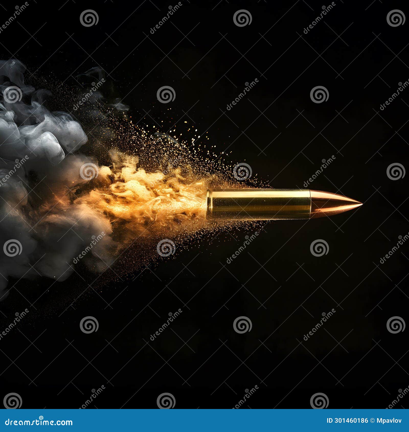 Bullet on a Black Background in Smoke Stock Illustration - Illustration ...