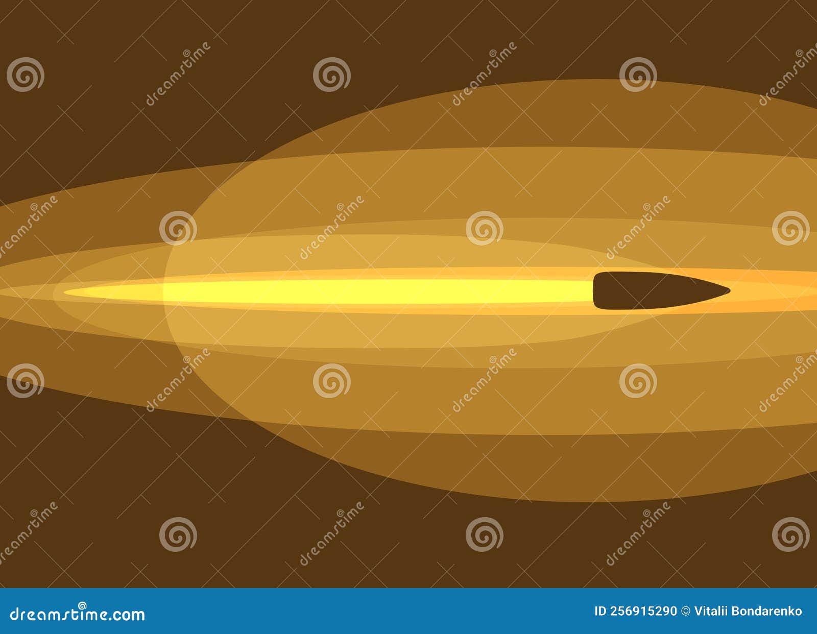 A Flying Bullet in Motion with the Fiery Trace. Vector Illustration ...