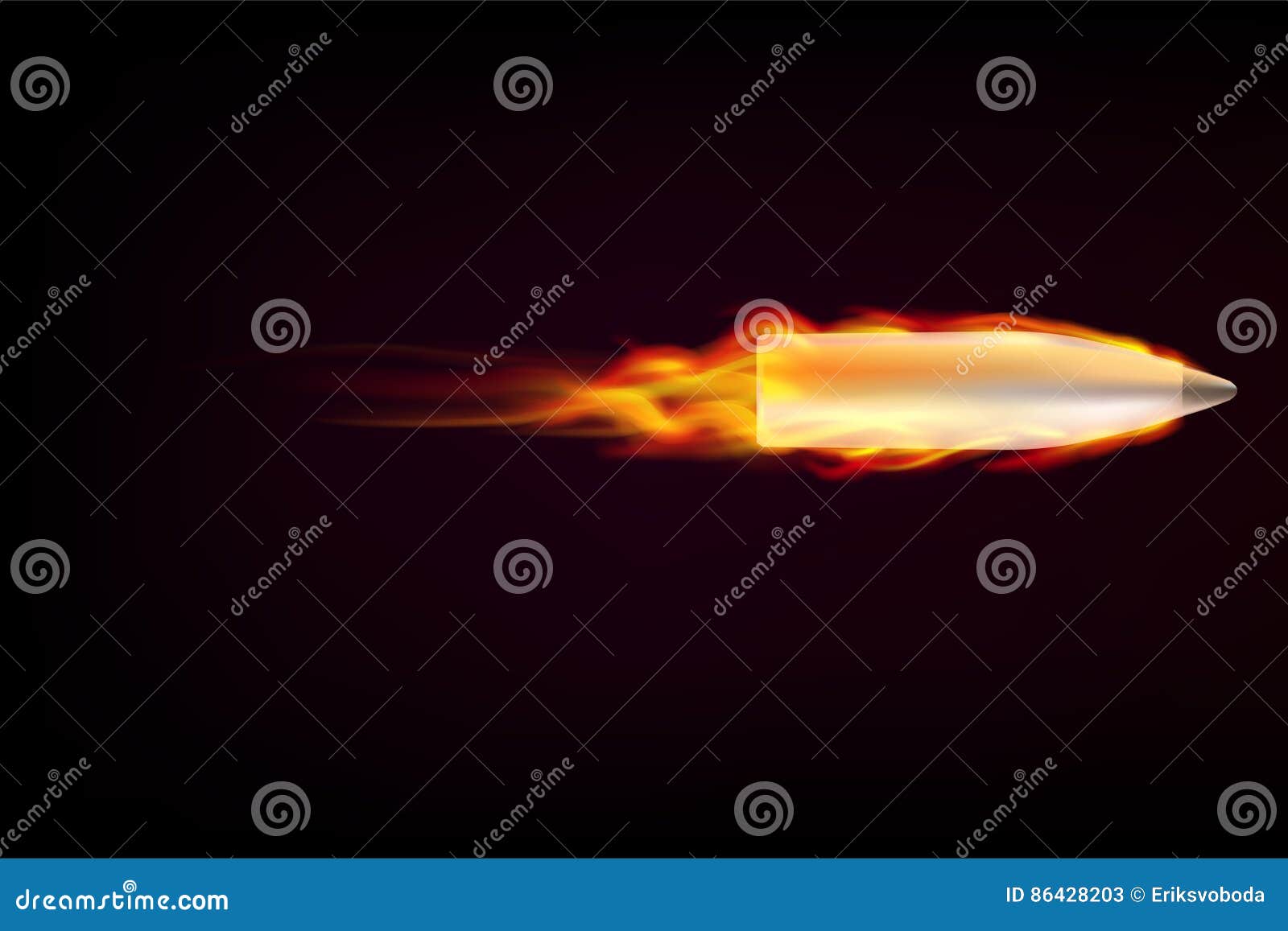 Flying Bullet with Red Tongues of Flame Stock Vector - Illustration of ...