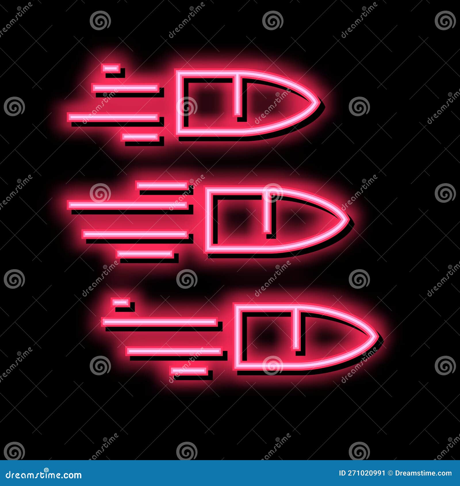 Flying Bullets Neon Glow Icon Illustration Stock Vector - Illustration ...