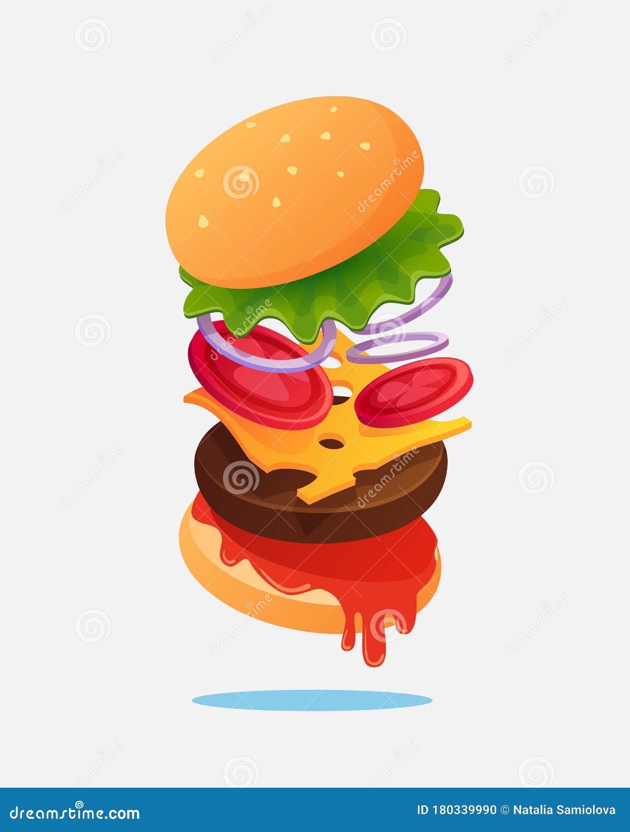 Burger Exploded View. Vector Illustration Decorative Design ...