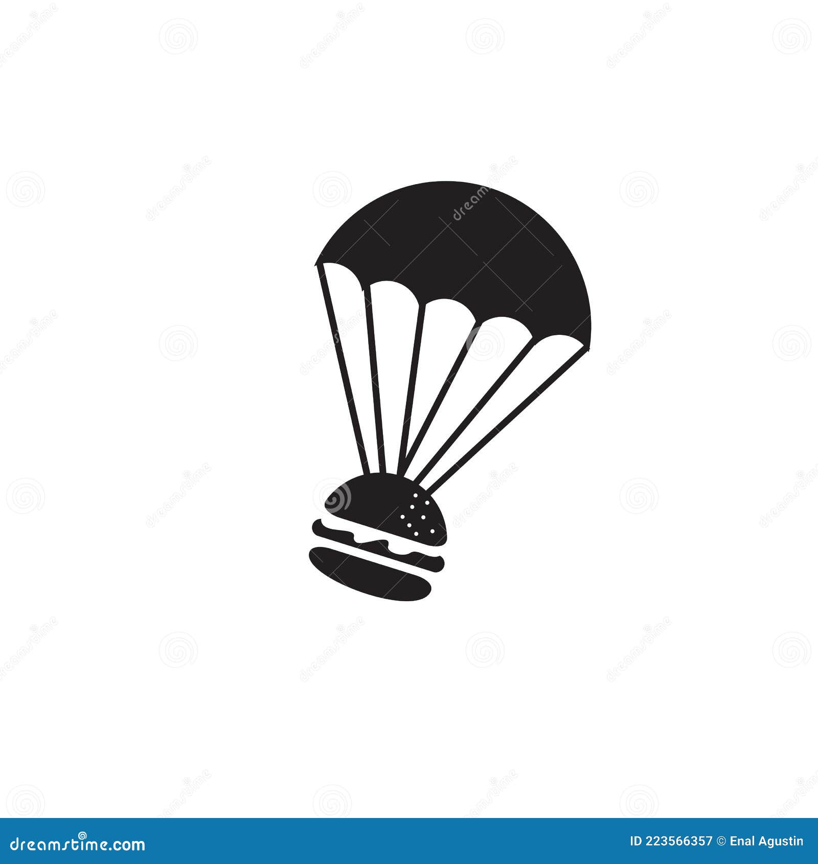 Flying Burger with Using Air Balloon Logo Template Stock Vector ...