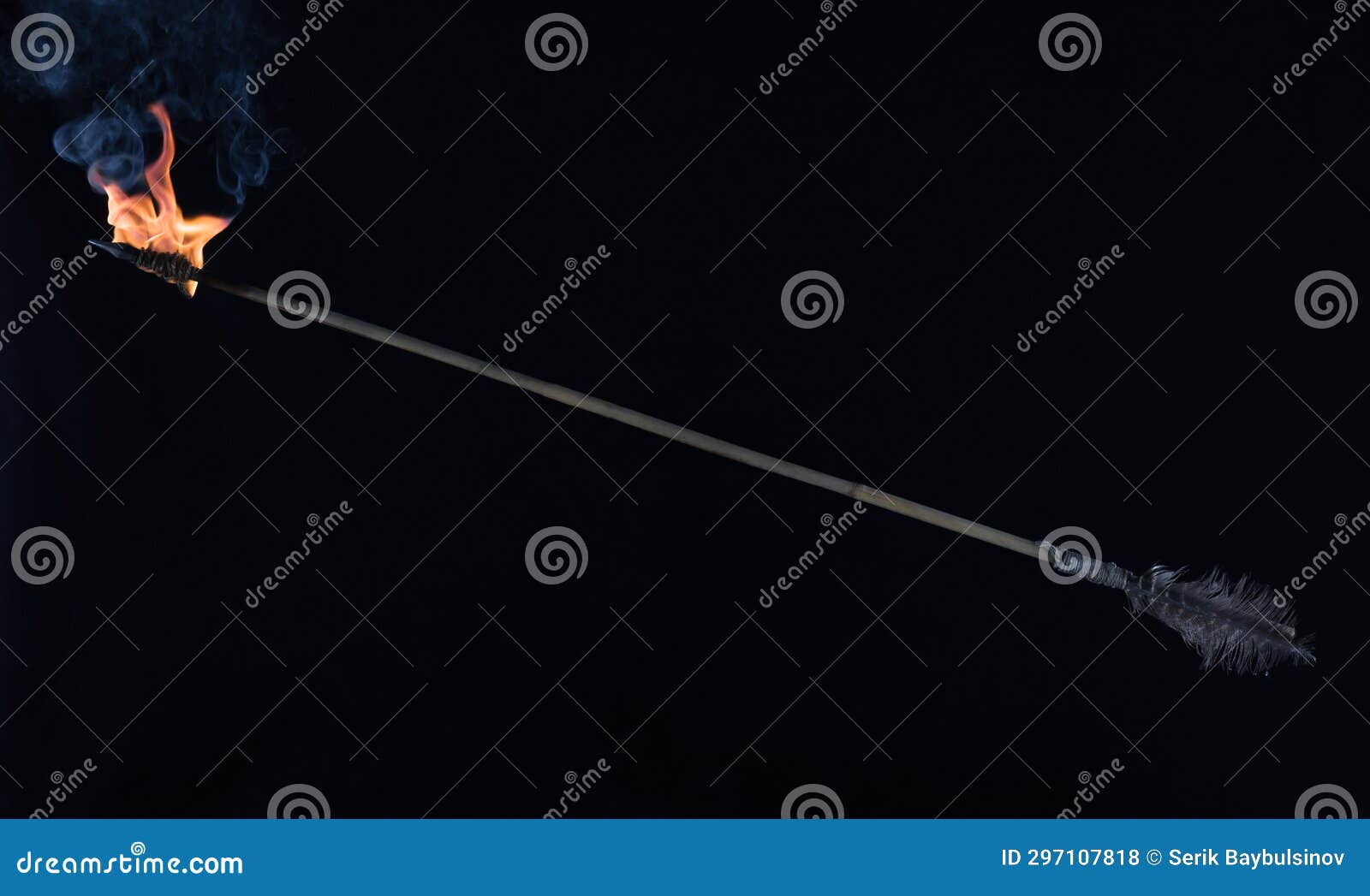 Flying Burning Arrow on Black Stock Photo - Image of explosion, smoke ...
