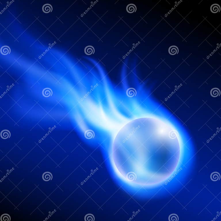 Flying Burning Ball on Blue Fire Stock Vector - Illustration of burn ...
