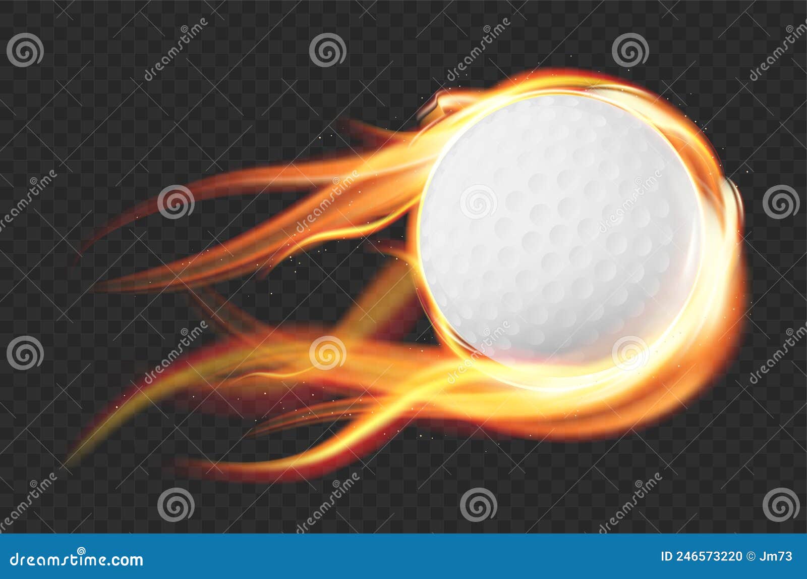 Flying and Burning Golf Ball on Transparent Background Stock Vector ...