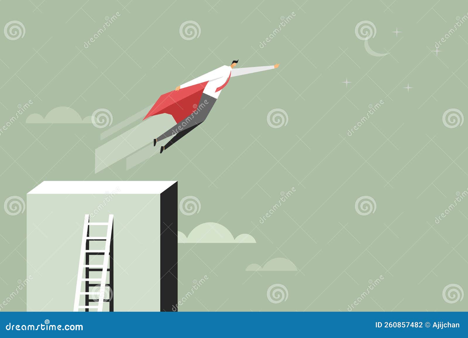 A Business Man Flying High. Leadership Concept Stock Vector ...