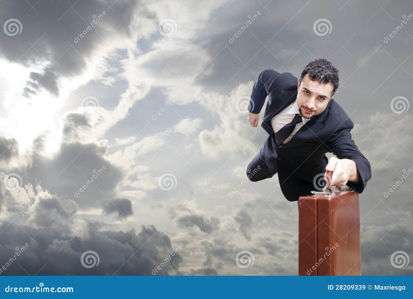Flying businessman stock image. Image of cloud, cheerful - 28209339