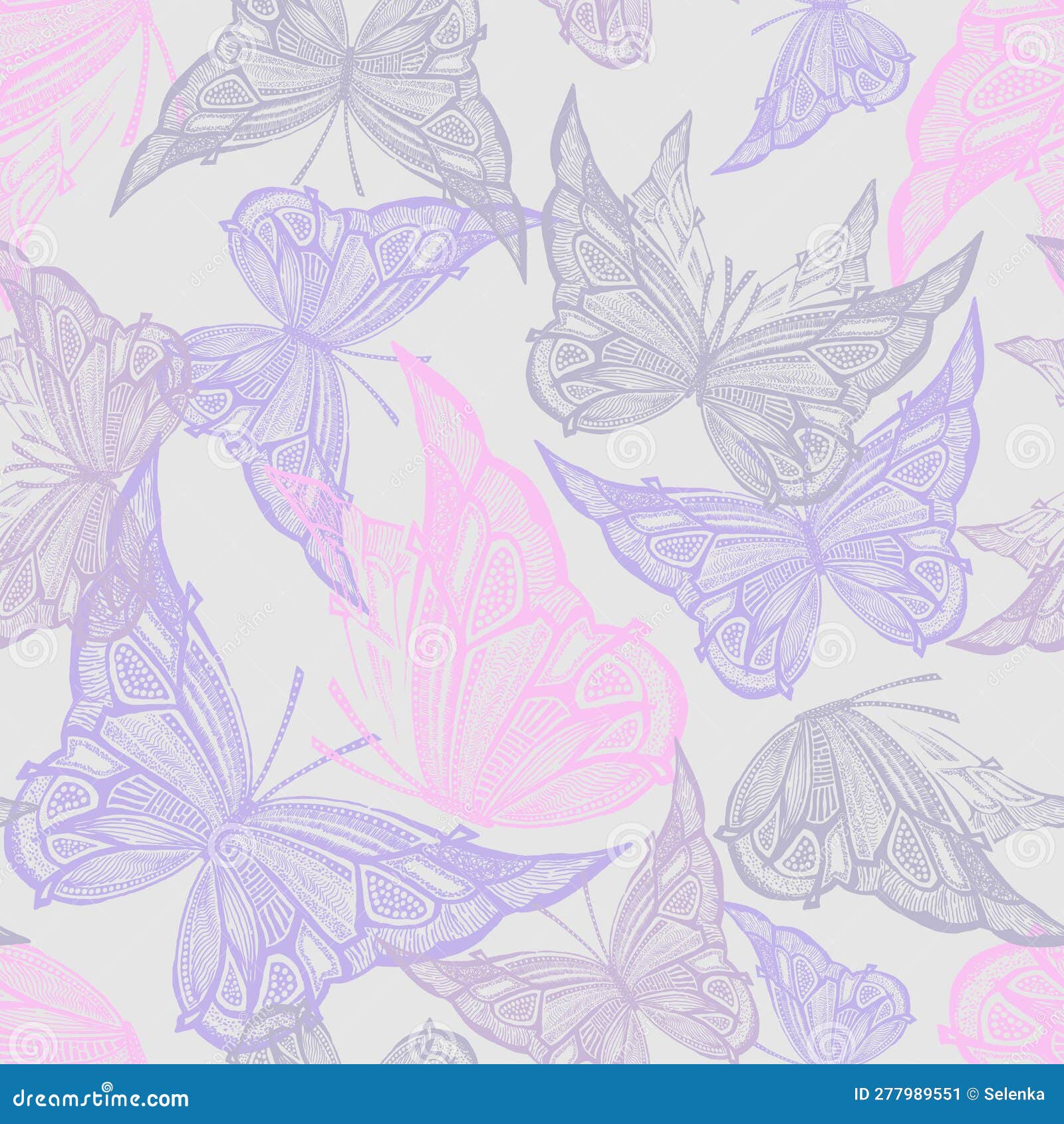 Flying Butterflies Graphic Seamless Pattern Stock Illustration ...