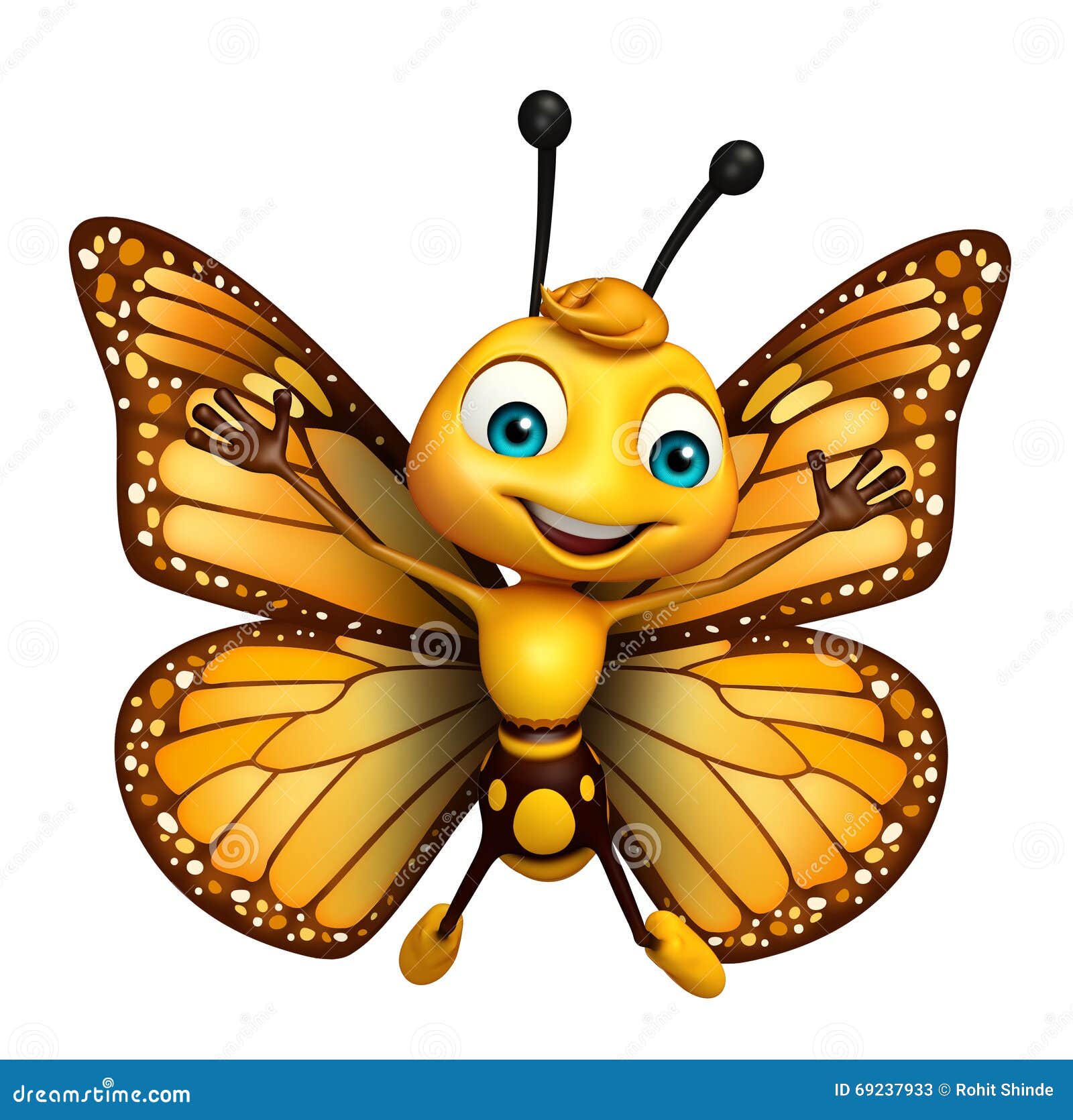 Flying Butterfly Cartoon Character Stock Illustration - Illustration of ...