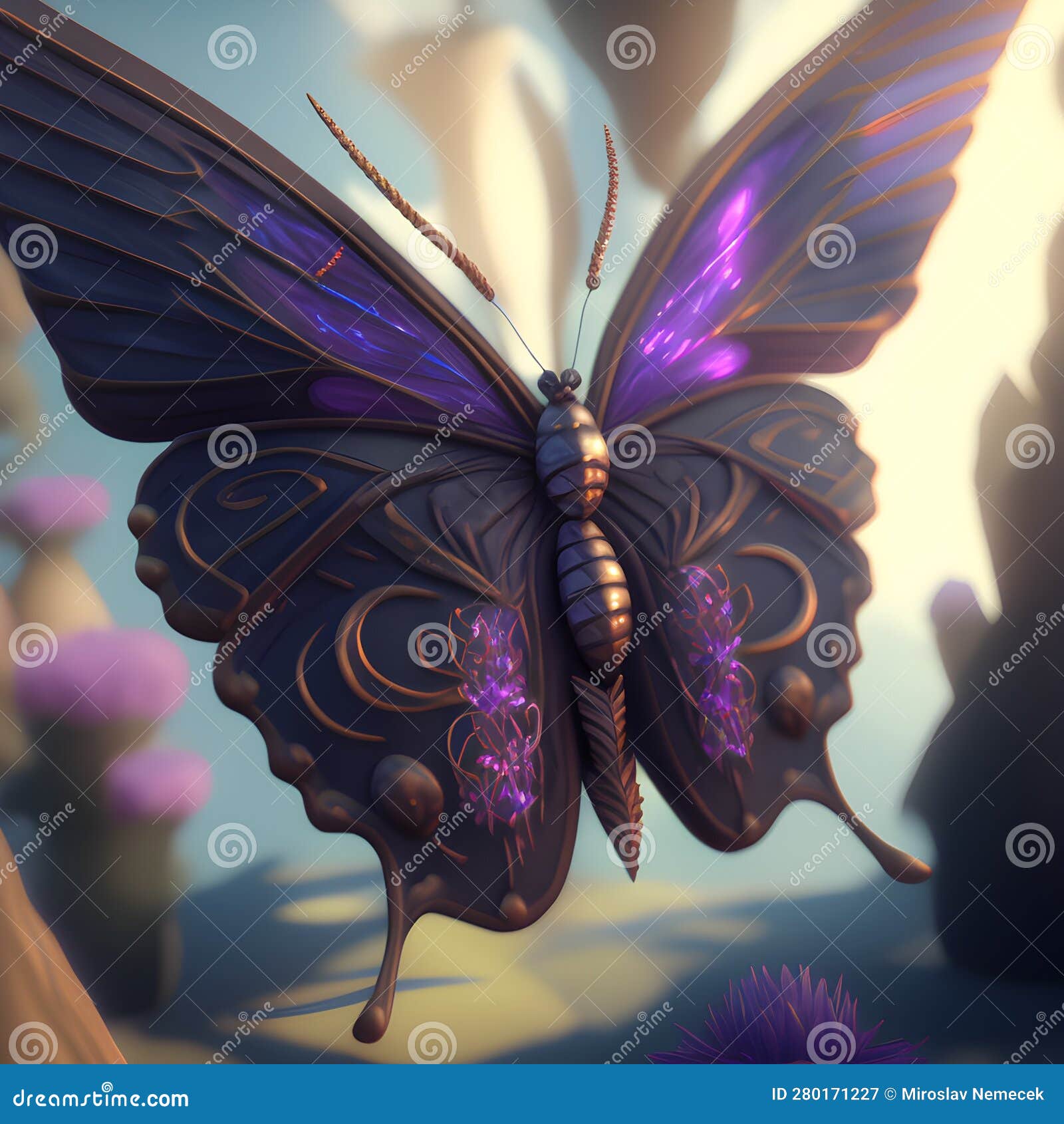 Flying Butterfly, Generative AI Illustration Stock Illustration ...