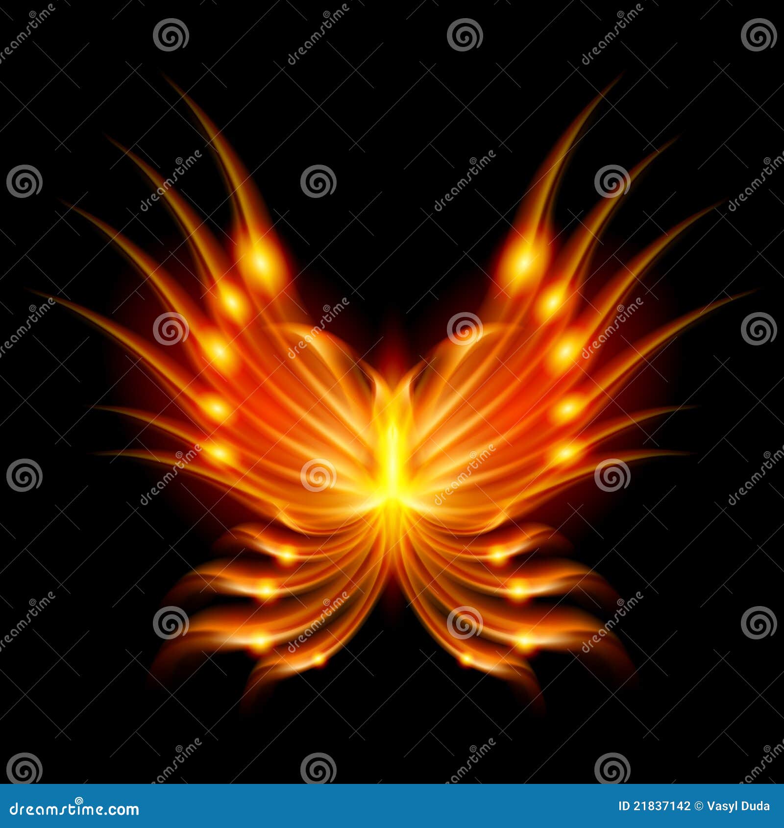 Flying Butterfly with Fiery Wings Stock Vector - Illustration of beauty ...