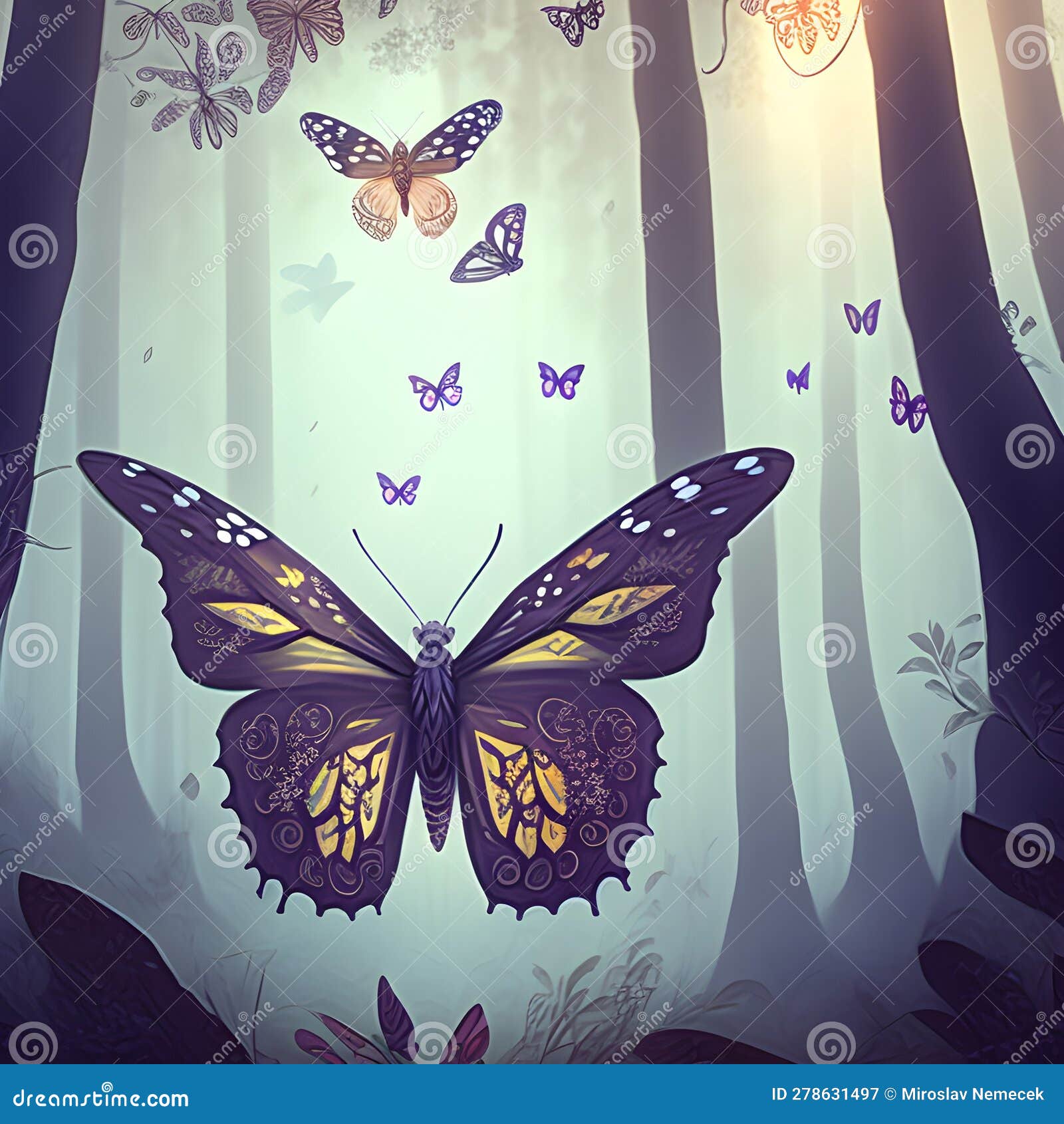 Flying Butterfly, Generative AI Illustration Stock Illustration ...