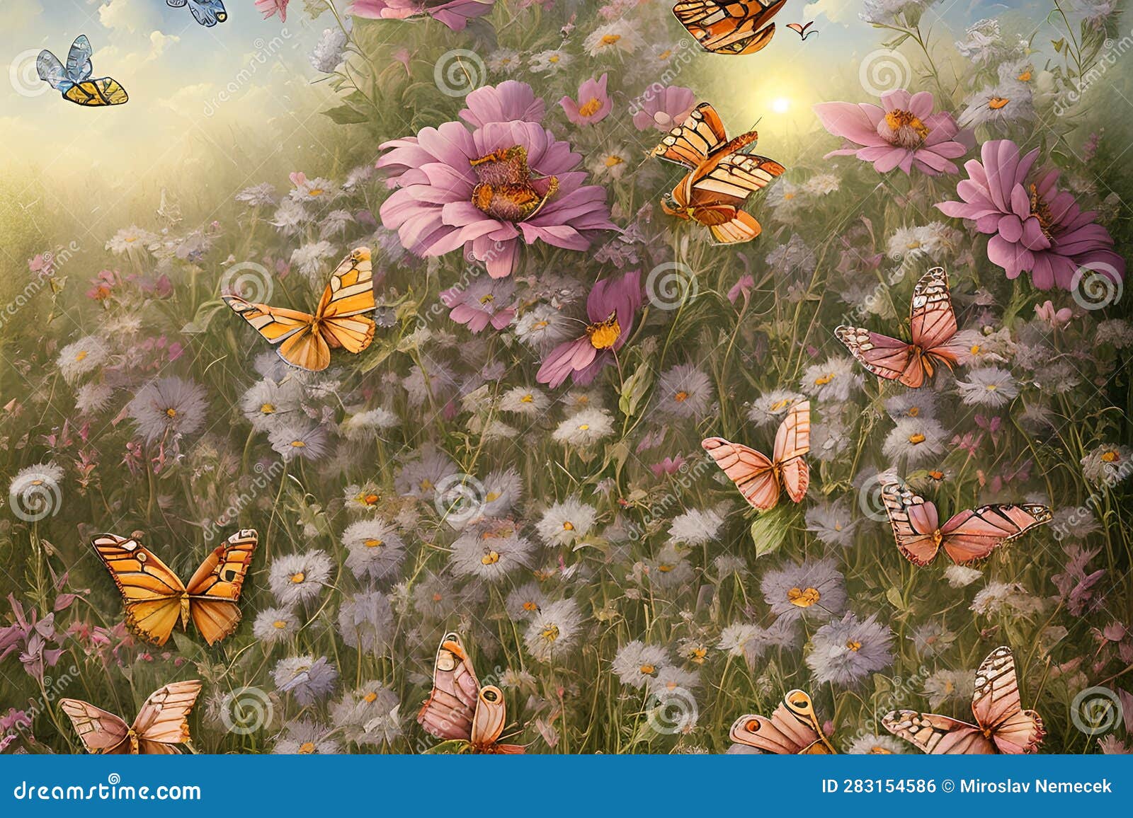 Flying Butterfly, Generative AI Illustration Stock Illustration ...