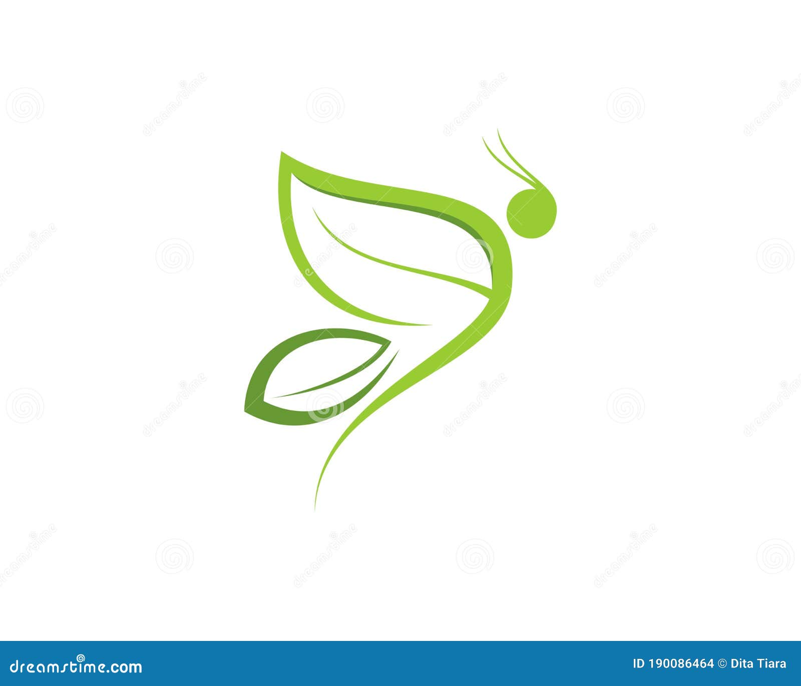Flying Butterfly with Leaf Wing Stock Vector - Illustration of green ...