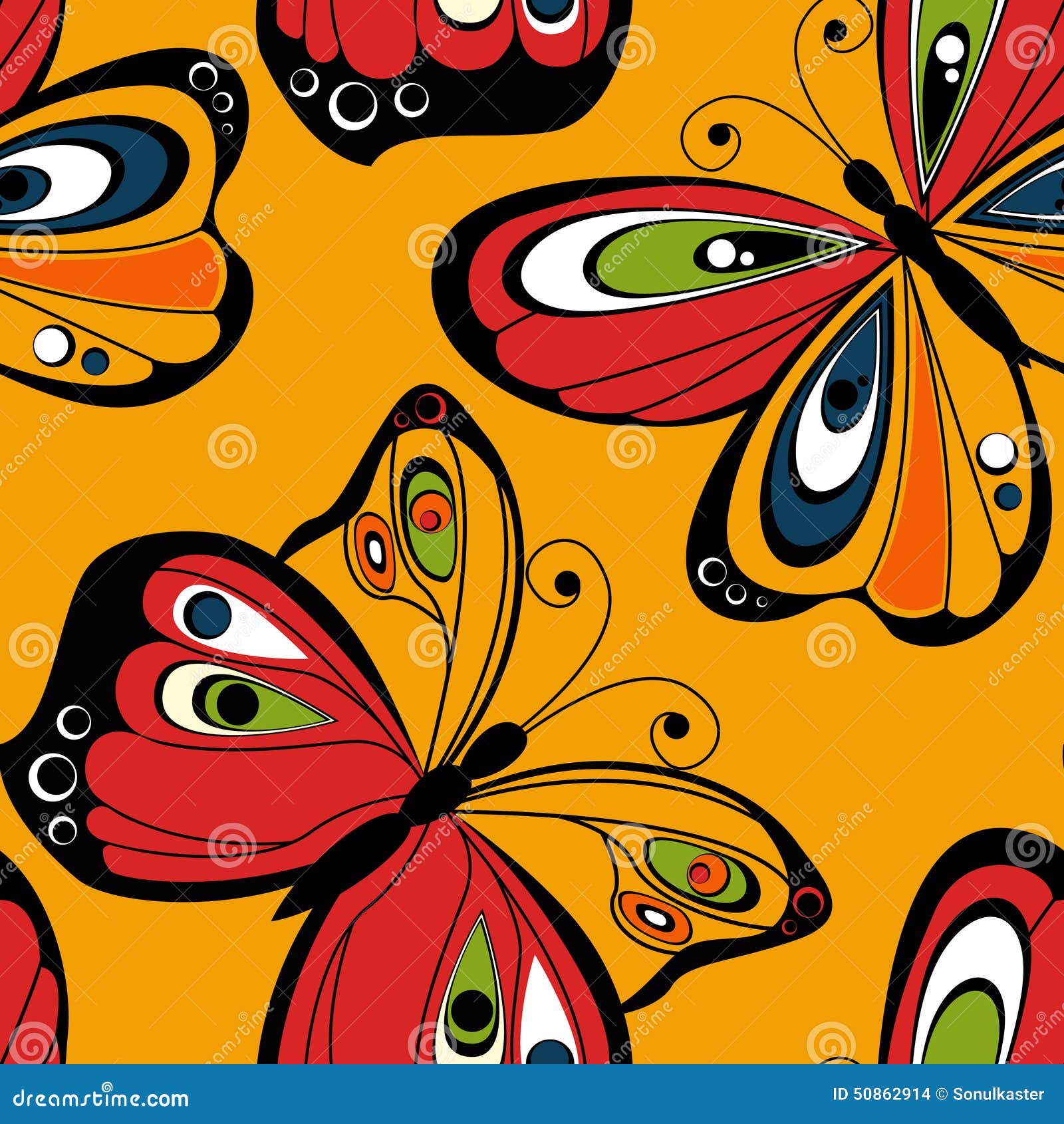 Flying Butterfly Seamless Pattern. Spring Stock Vector - Illustration ...