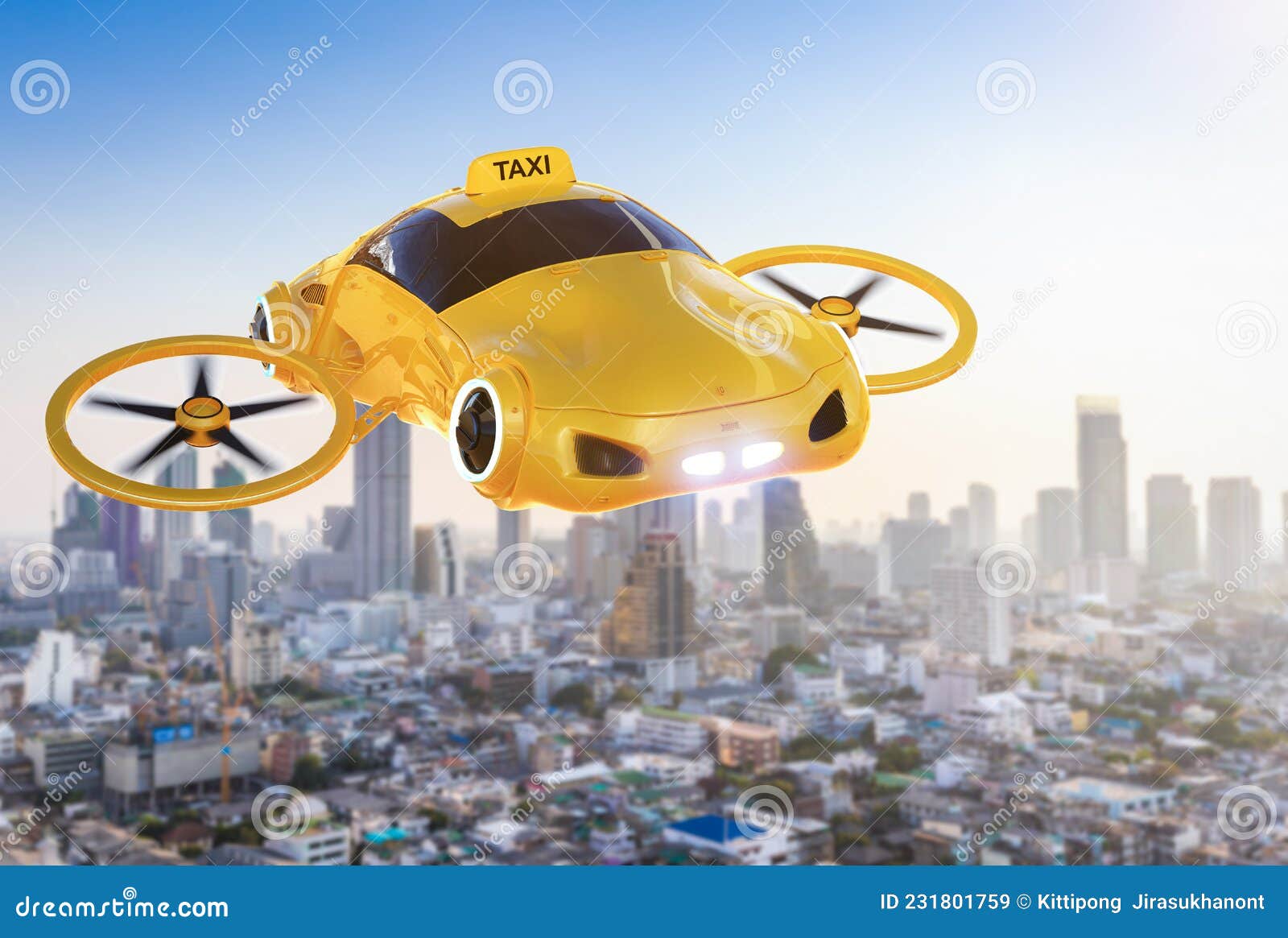 Flying car or car drone stock image. Image of automatic - 231801759