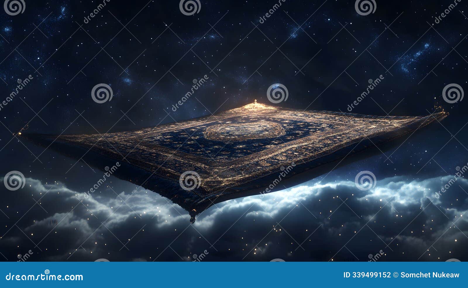 Flying Carpet in a Mystical Starry Sky, Enchanting Scene Stock ...