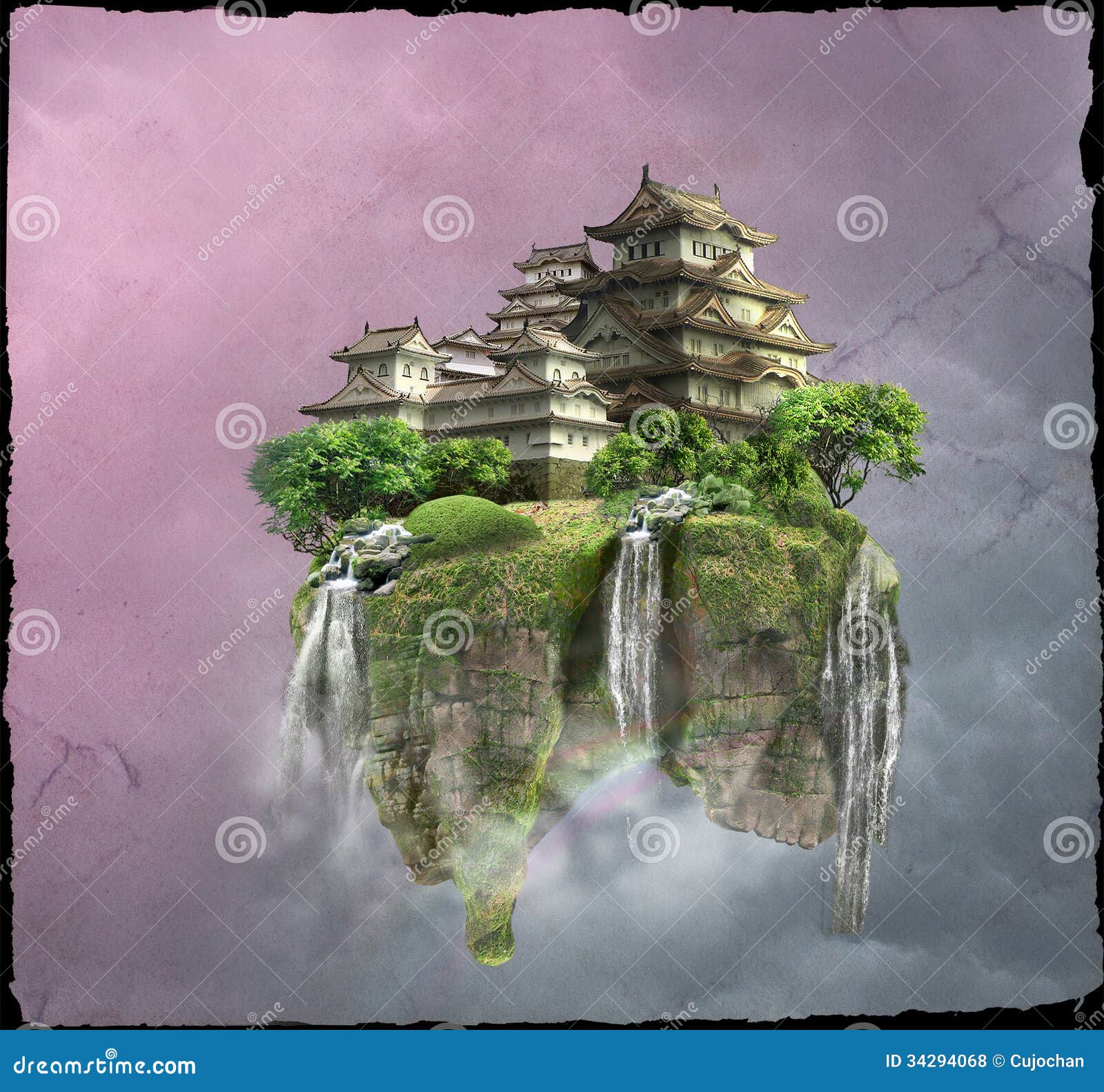 The flying castle stock illustration. Illustration of atmosphere - 34294068