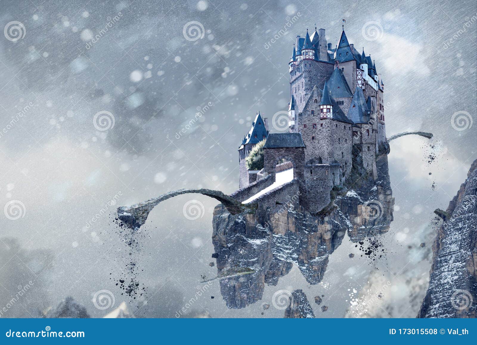 The flying Castle stock photo. Image of clouds, tower - 173015508