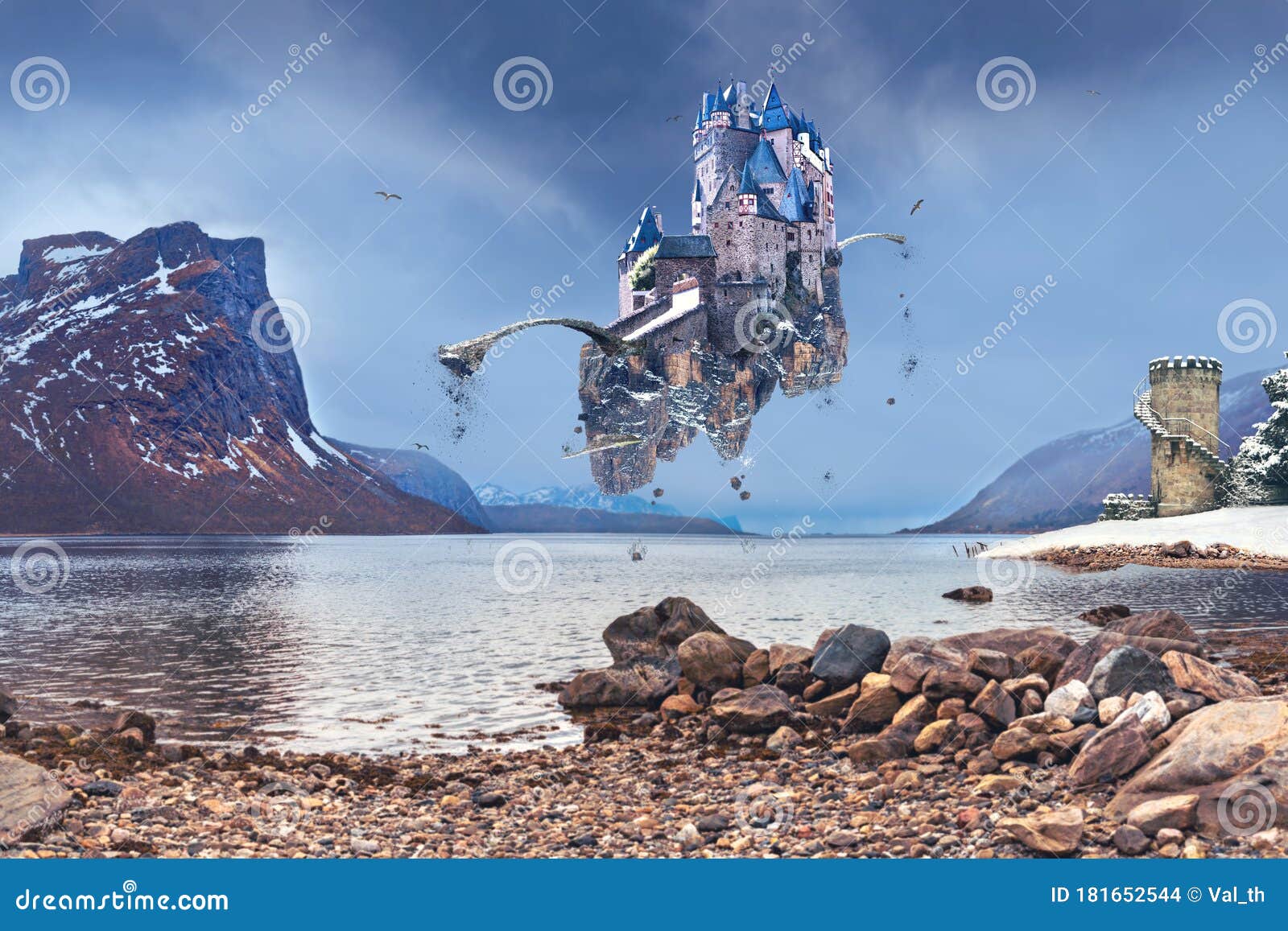 The flying Castle stock photo. Image of castle, blue - 181652544