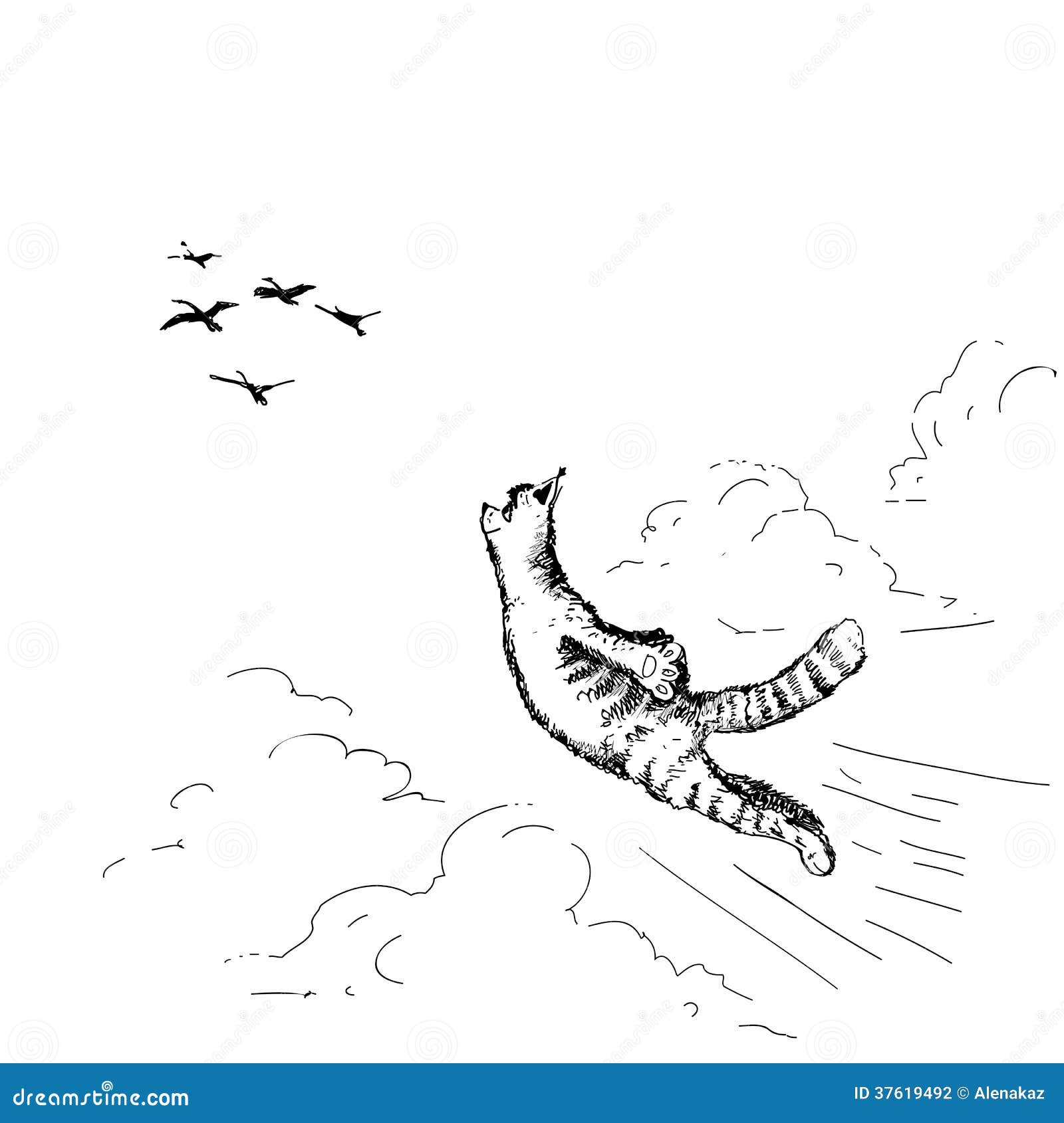 Flying cat stock vector. Illustration of flight, graphics - 37619492