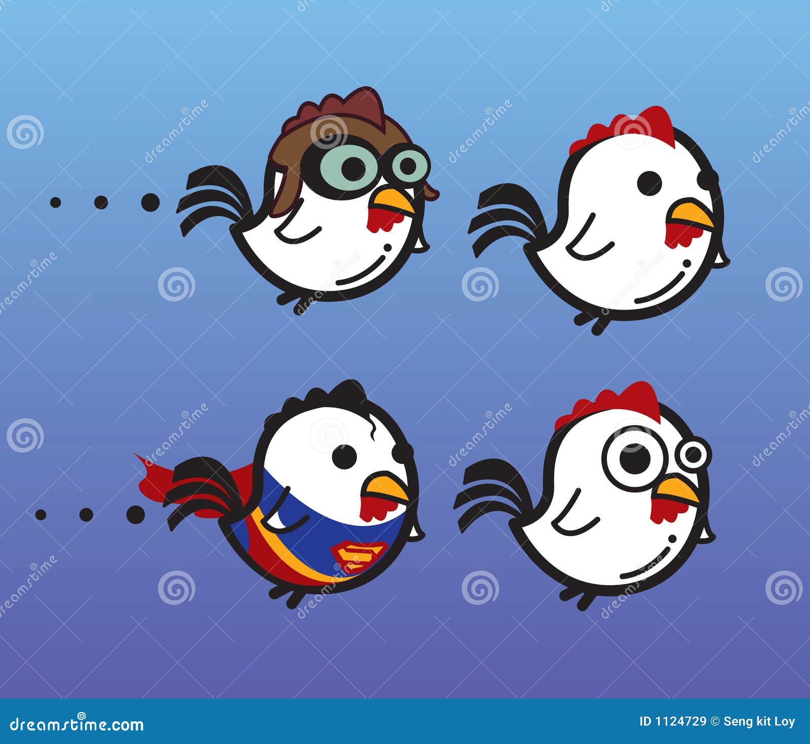 Flying Chick stock vector. Illustration of blue, tail - 1124729