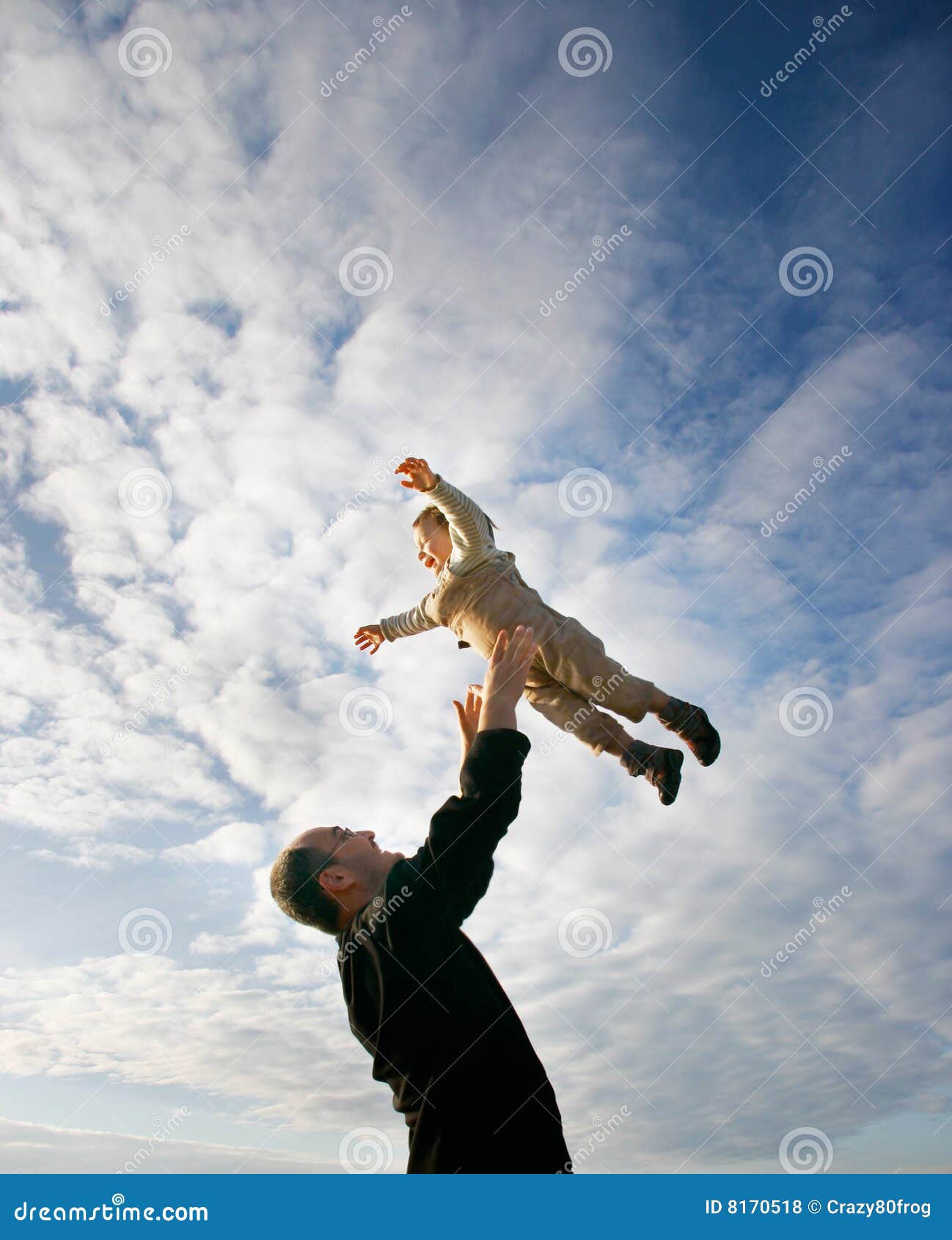 Flying child stock photo. Image of outside, father, cheerful - 8170518
