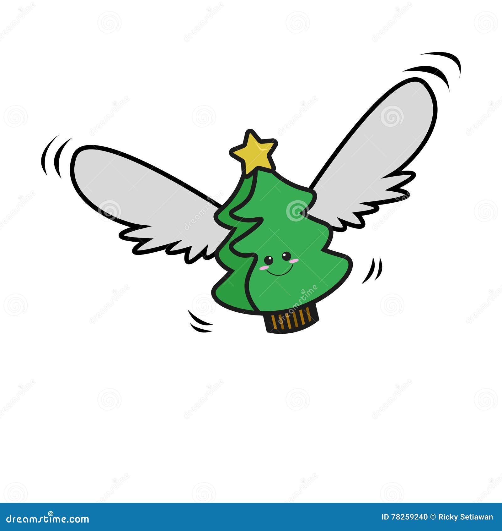 Flying Christmas Tree stock vector. Illustration of flying - 78259240
