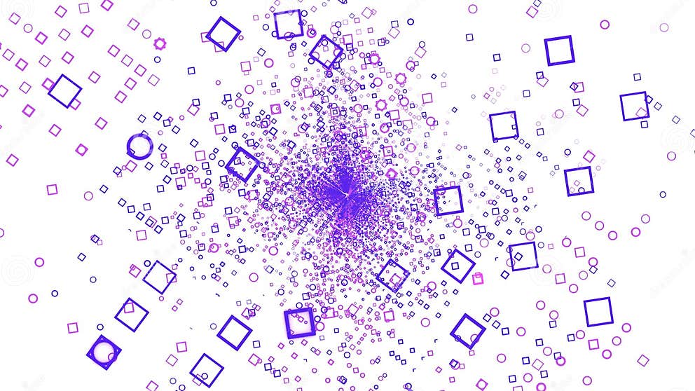 Flying Cloud of Squared Silhouettes. Design. Rotating Field of Small ...