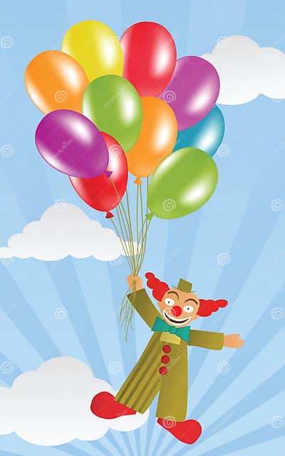 Flying Clown and Balloons stock vector. Illustration of costume - 27836133