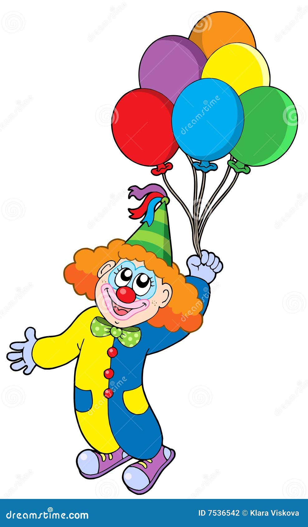 Flying Clown And Balloons Cartoon Vector | CartoonDealer.com #27836133