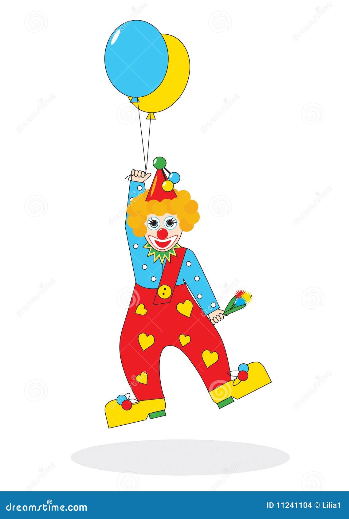 Flying Clown With Cartoon Balloons | CartoonDealer.com #18909723
