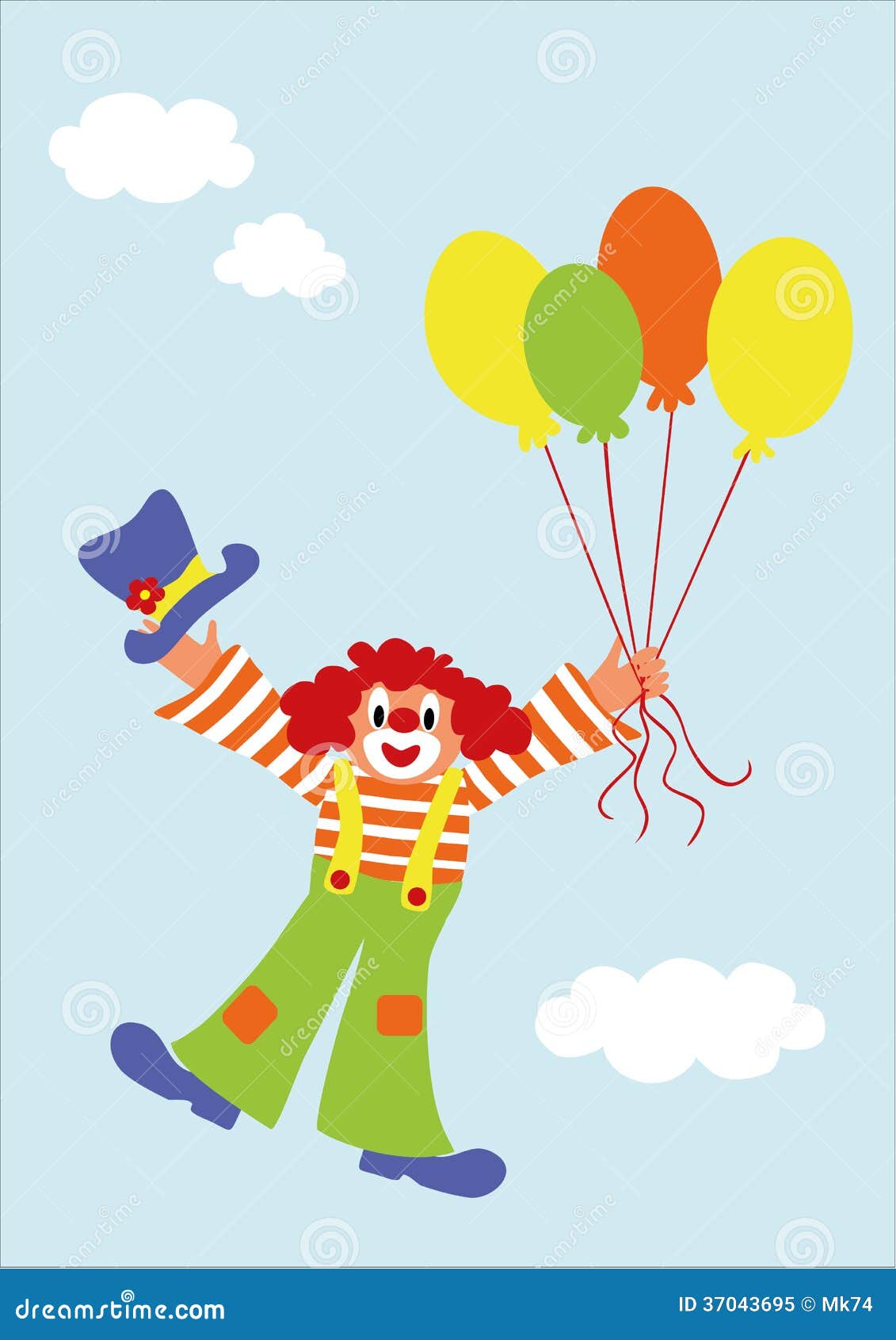 Flying clown stock vector. Illustration of illustrations - 37043695