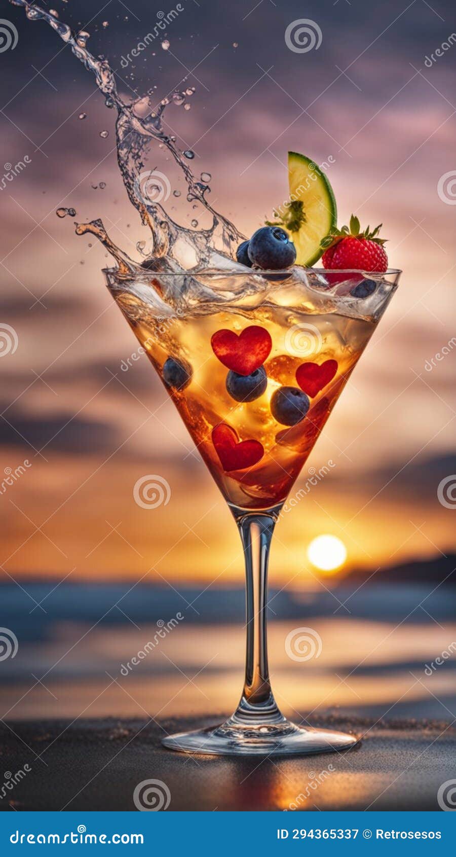 Flying Cocktail Making Spritz Mohito Splash Fruit Drink Berry Elements ...