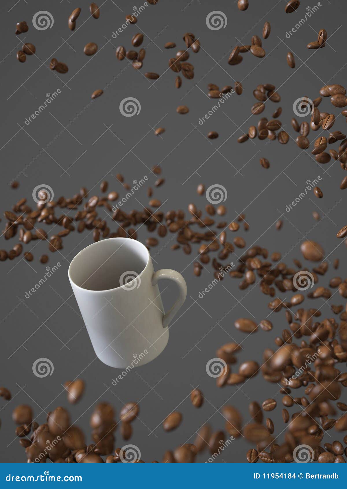 Flying Coffee Beans and Cup Stock Illustration - Illustration of ...