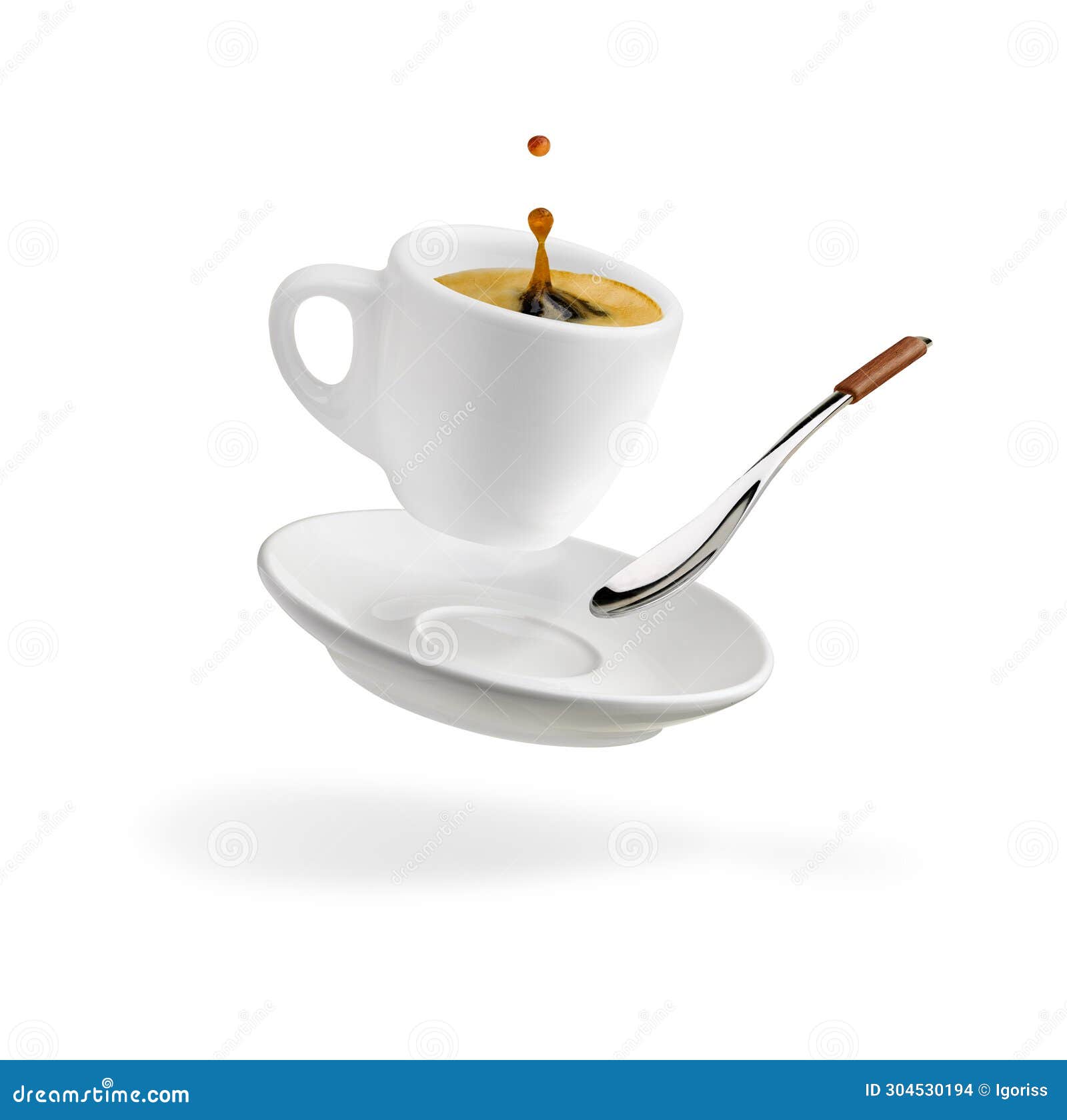 Flying Coffee Cup Isolated on a White Stock Photo - Image of ...